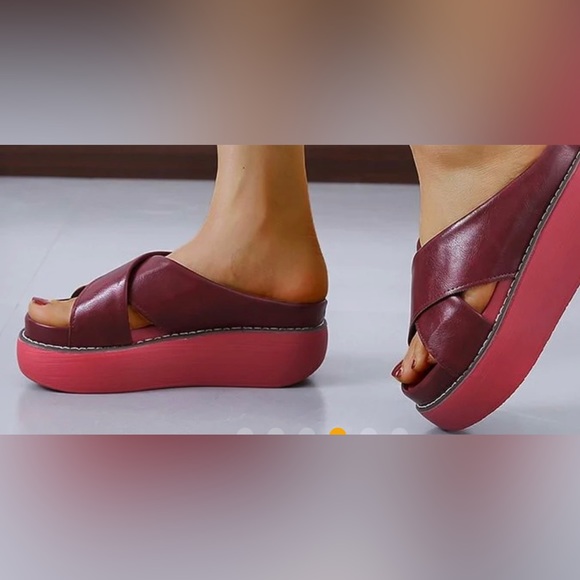 Shoes | Platform Criss Cross Slides Slip On Slide | Poshmark